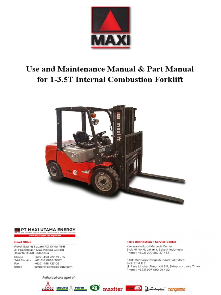 Use and Maintenance Manual & Part Manual MAXLIFT | PDF | Forklift ...