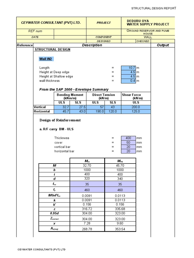 Reservoir Wall Check | PDF | Deformation (Engineering) | Deformation (Mechanics)