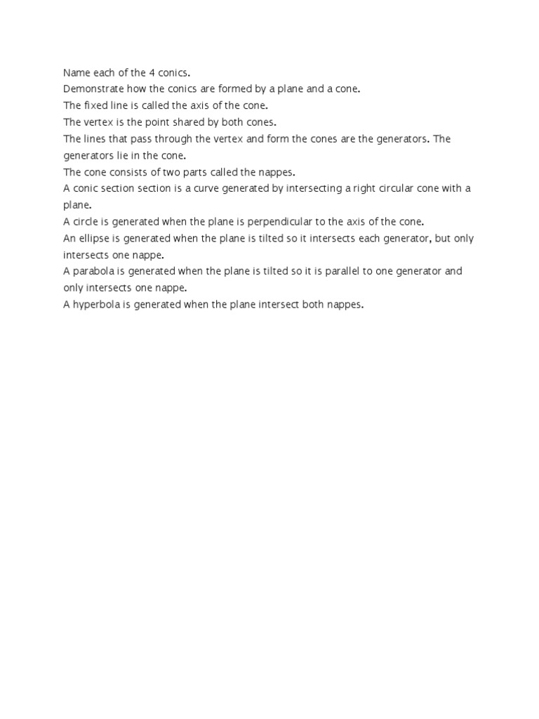 Conic Section True or False | PDF Conic Section True or False | PDF