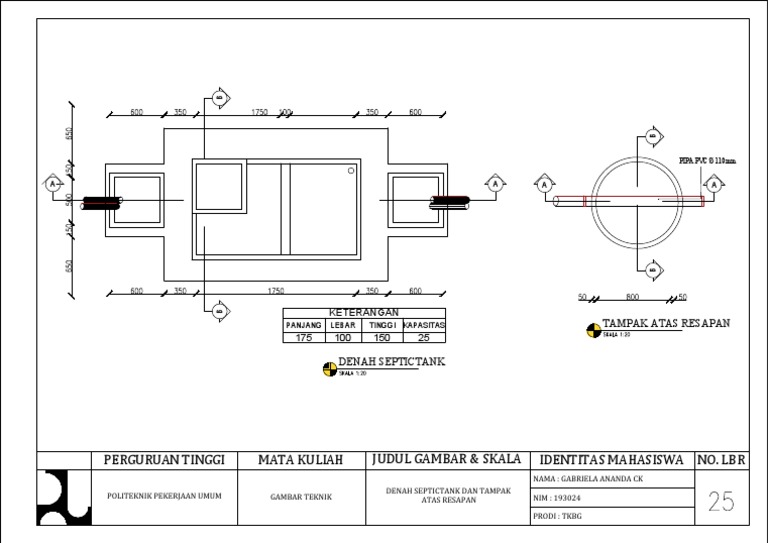25.denah Septictank Dan Tampak Atas Resapan | PDF