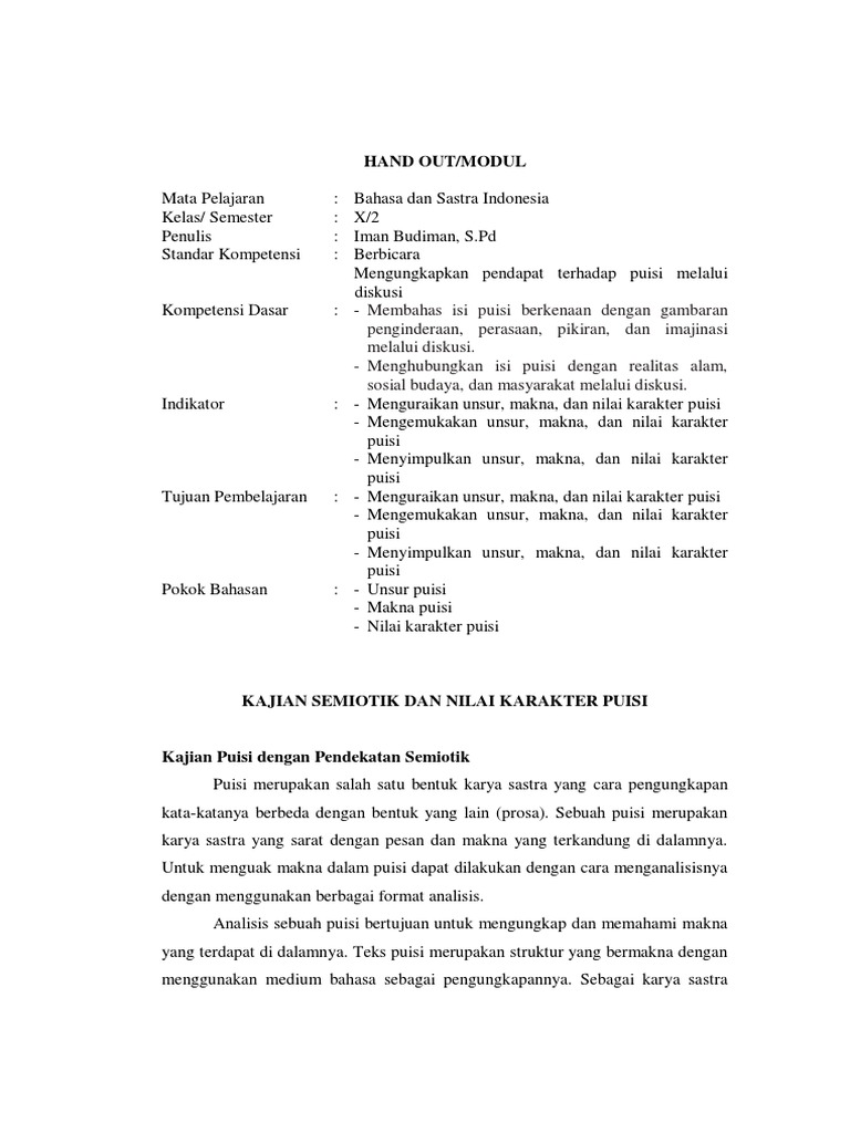 Bahan Ajar - Handout - Modul | PDF