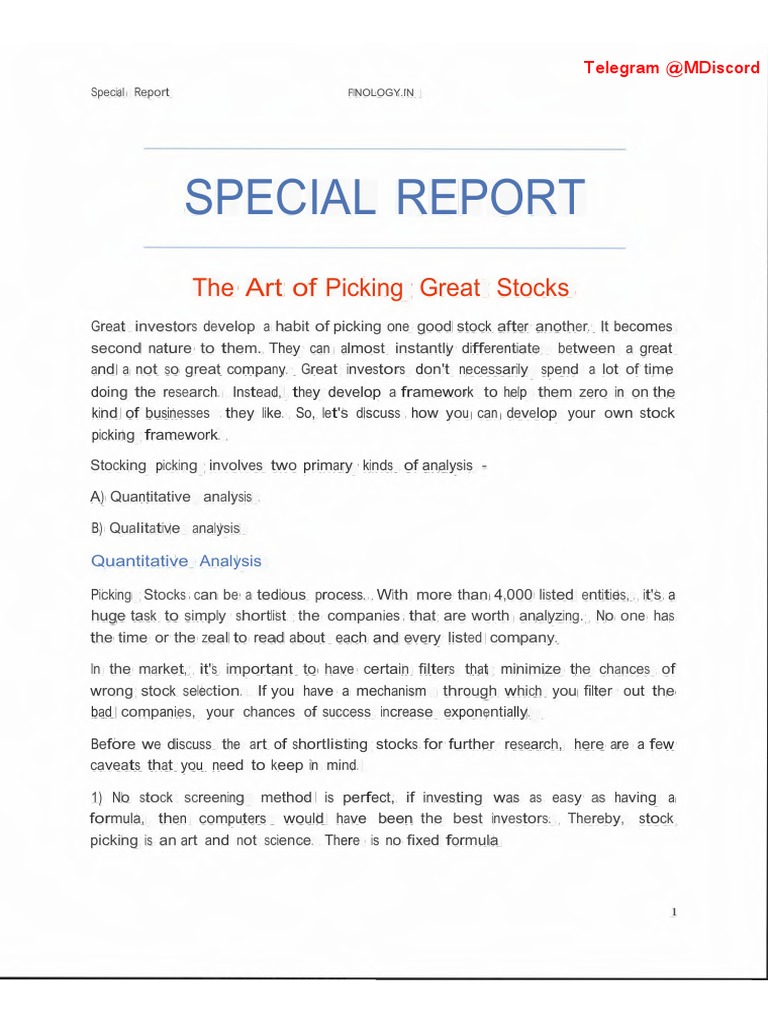 5 The Art of Picking Great Stocks - Recognized TG @MDiscord | PDF | Price–Earnings Ratio | Stocks