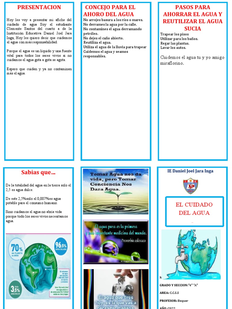 Triptico Agua-Clemente | PDF | Agua | Ingeniero civil