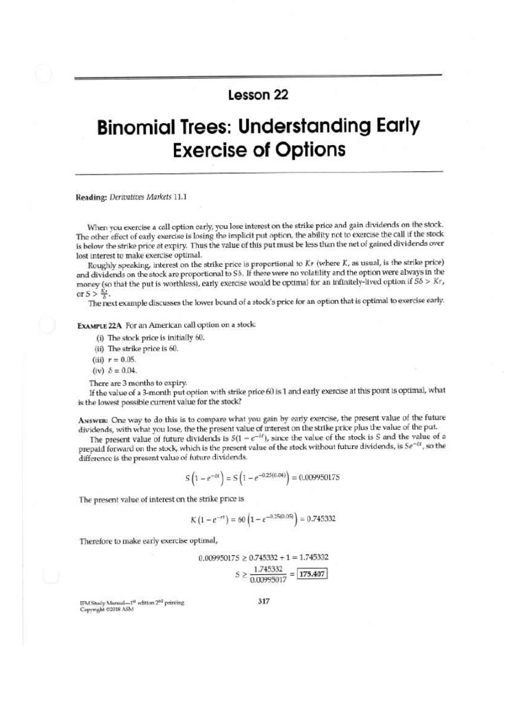 Binomial Trees - Understanding Early Exercise of Options | PDF