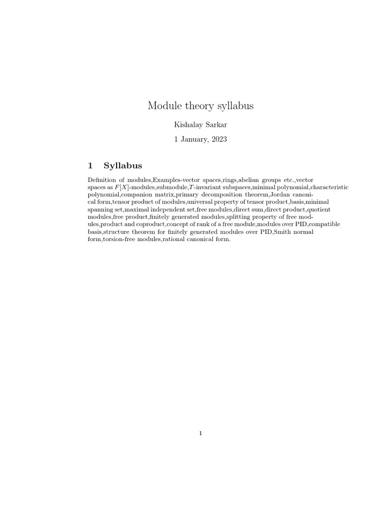 Module Theory Syllabus | PDF