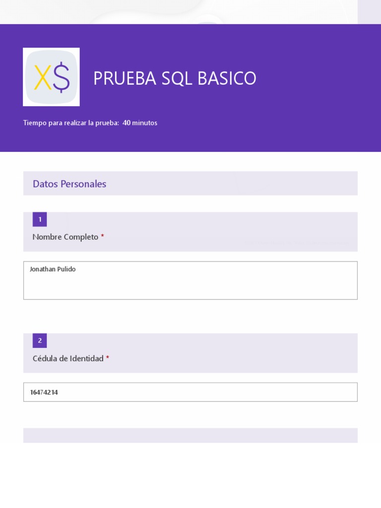 Prueba SQL Basico | PDF | SQL | Bases de datos