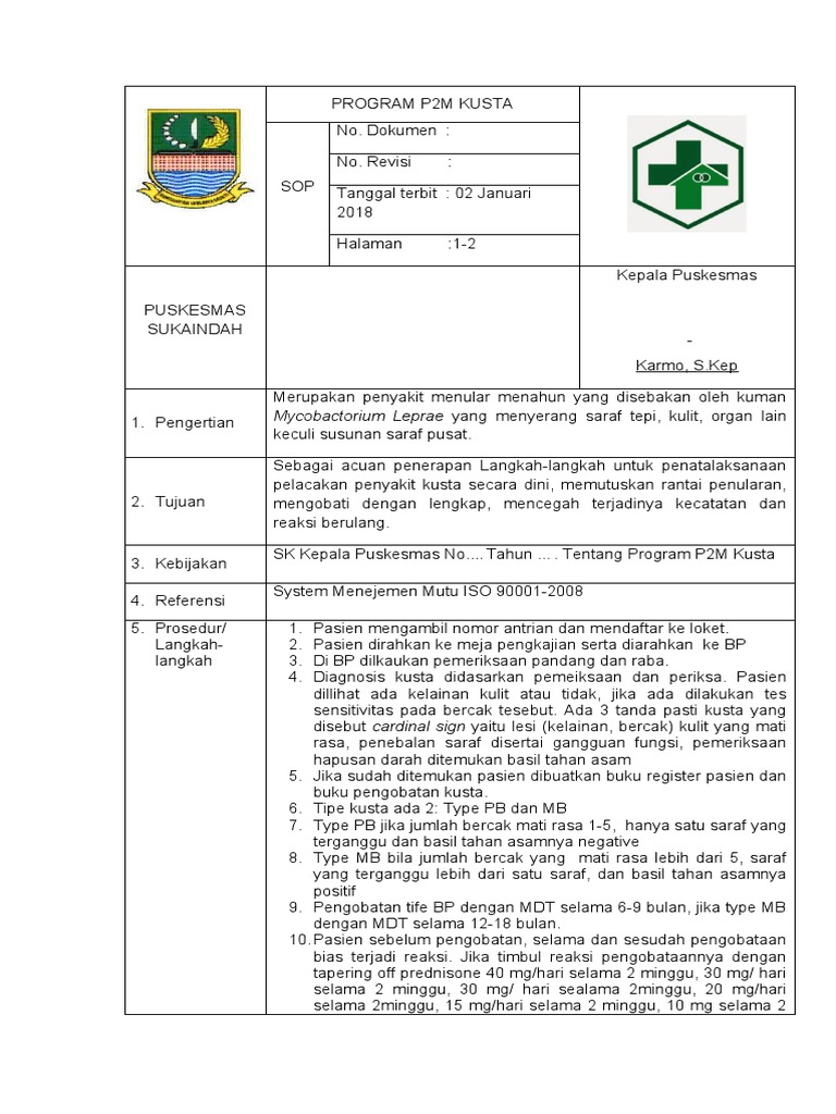 Sop Program P2M Kusta | PDF