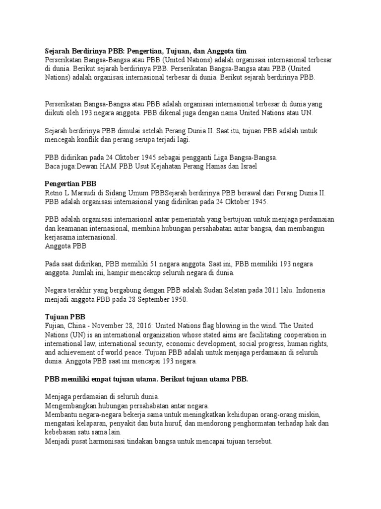 Sejarah Berdirinya PBB | PDF