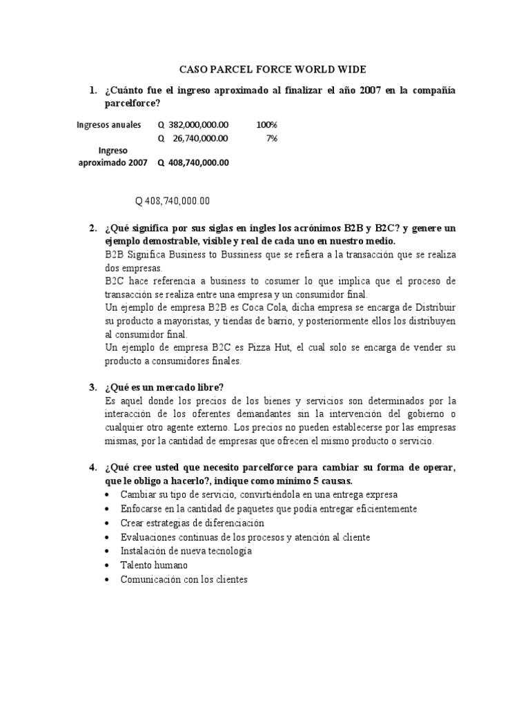 Estrategias y Desempeño de Parcelforce | PDF | Business | Mercado ...