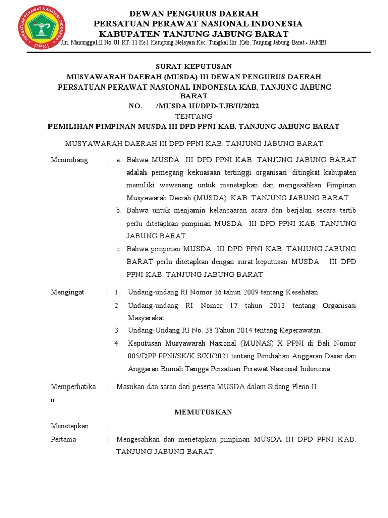 003 SK Pimpinan Musda | PDF