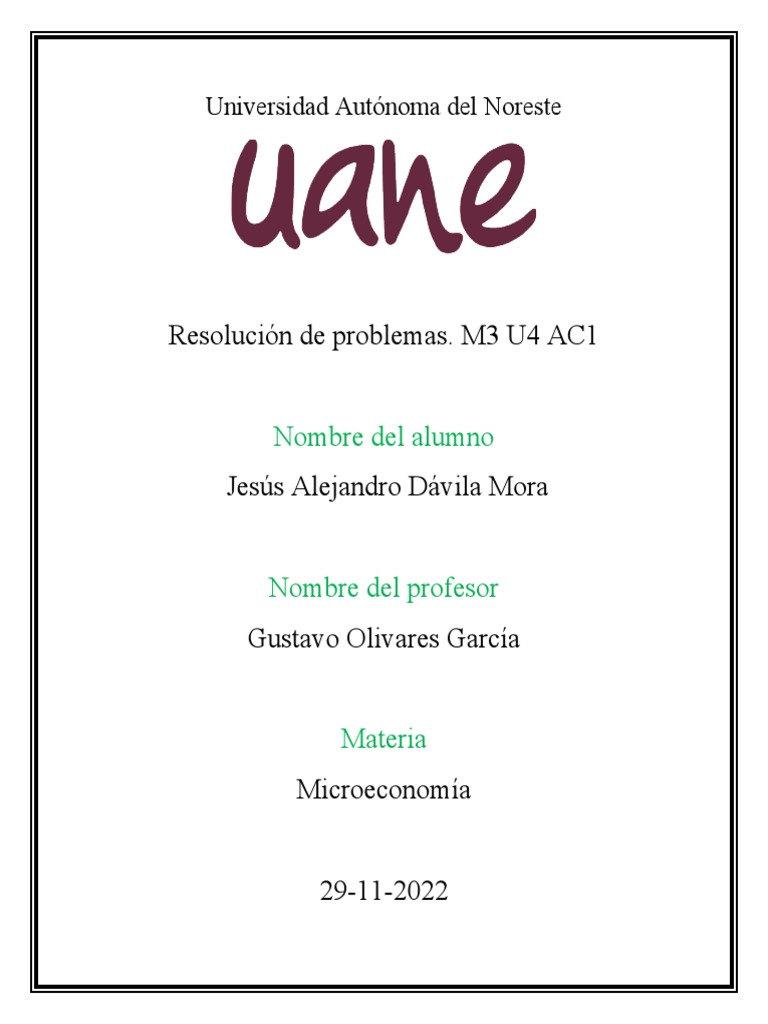 Tarea Micro M3 U4 AC1. Alejandro | PDF | Función de producción | Microeconomía