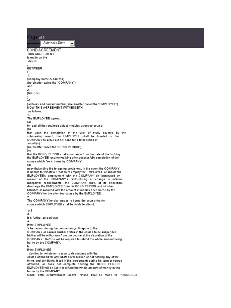 Bonding agreement template | PDF | Government | Business