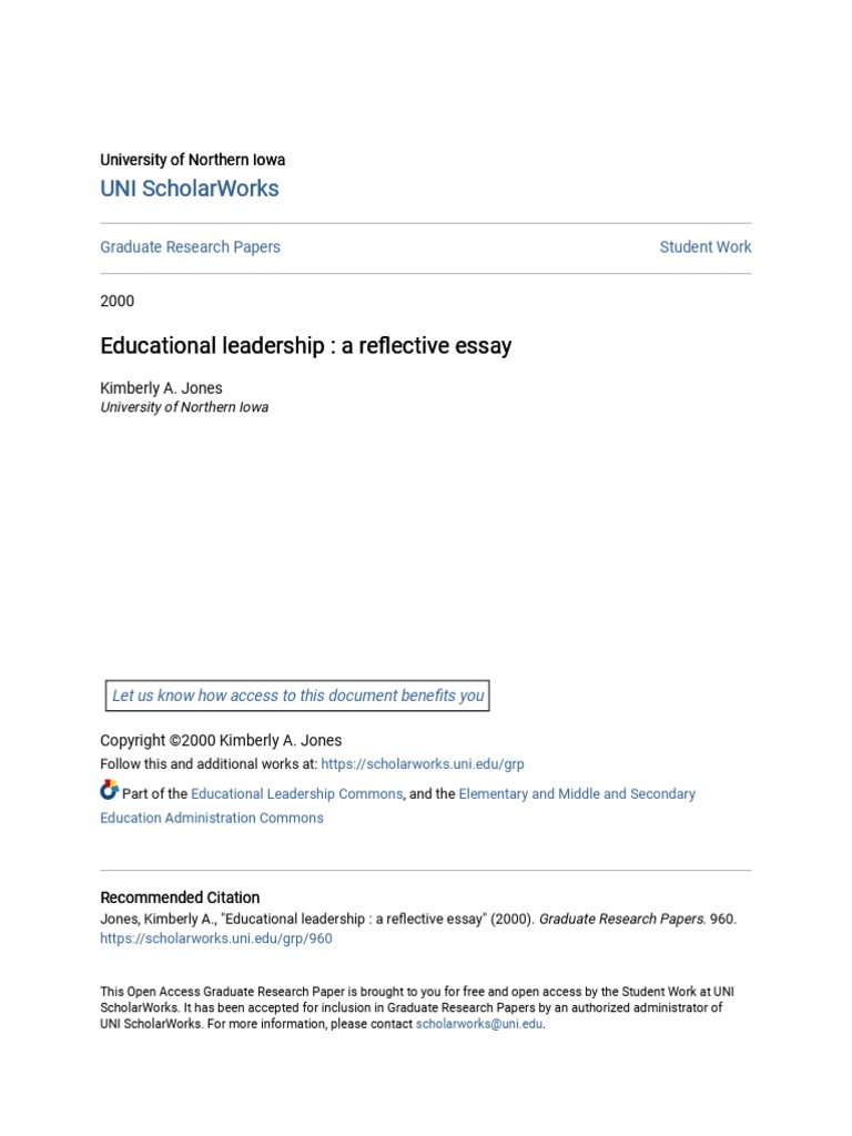 Educational Leadership - A Reflective Essay | PDF | Teachers | Teaching ...