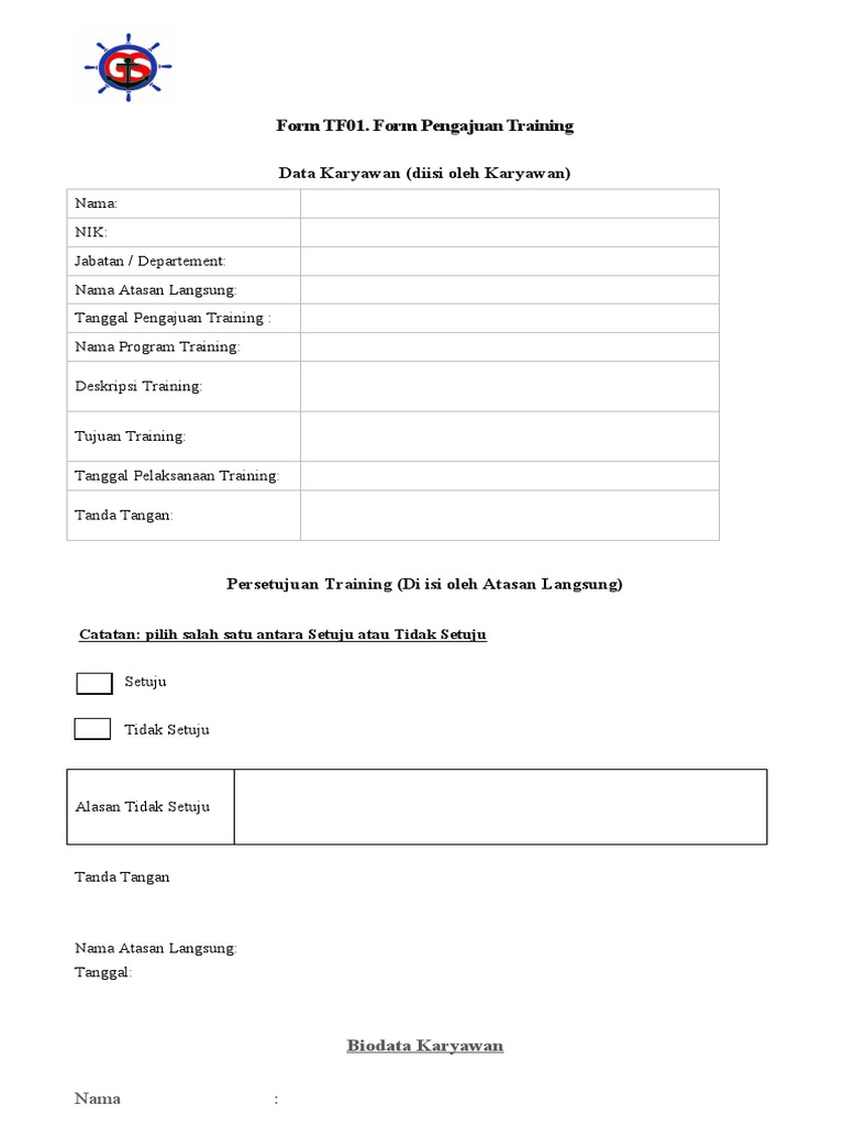 TF.01 Form Pengajuan Training | PDF
