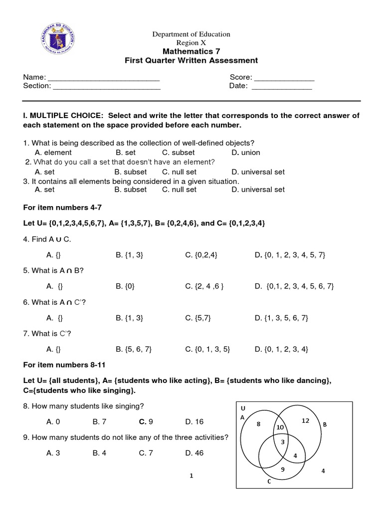 Grade7 1st Quarter Mathematics | PDF | Numbers | Integer