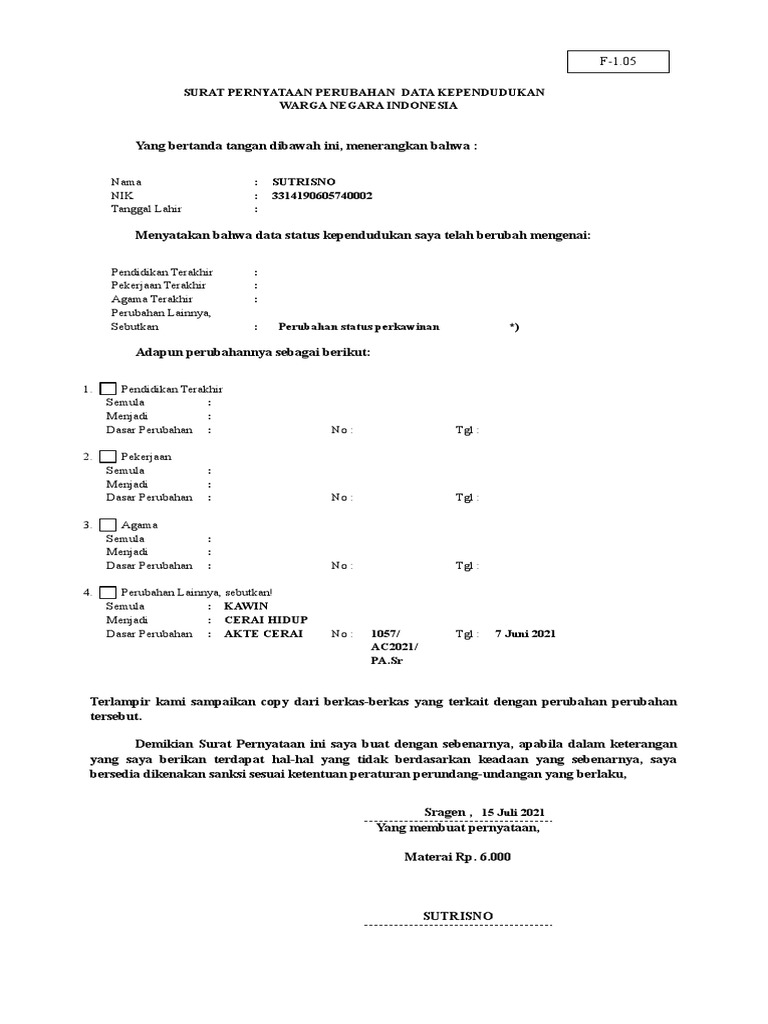 Perubahan Data | PDF