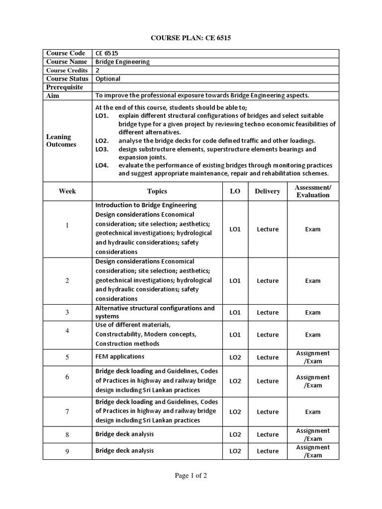 CE 6515 Course Plan - 2022 | Download Free PDF | Bridge | Geotechnical Engineering