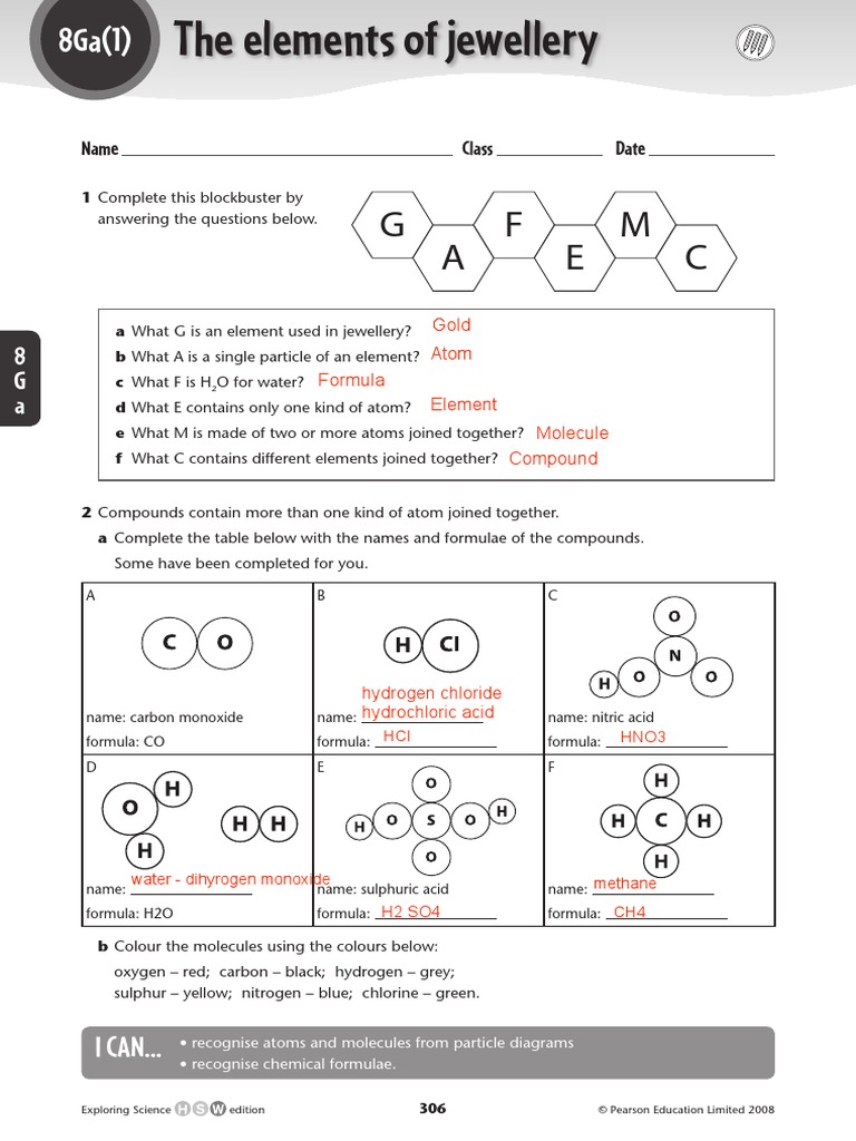 Worksheet - Elements & Compounds - Answers | PDF | Chemical Compounds ...