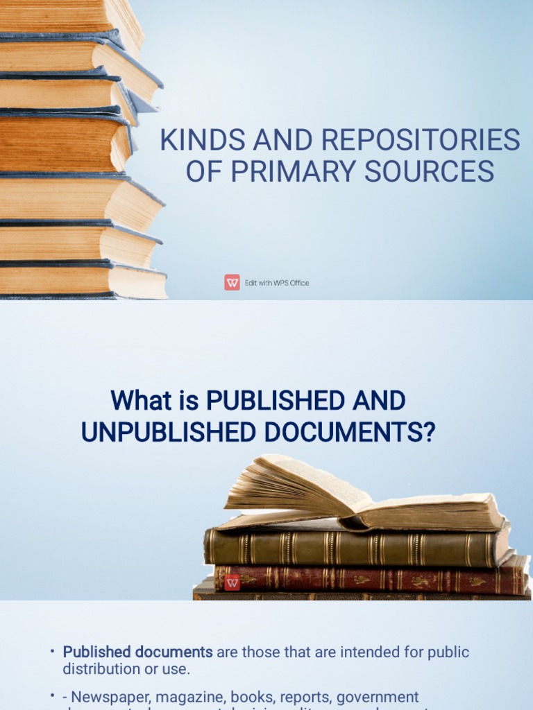 Kinds and Repositories of Primary Sources | PDF