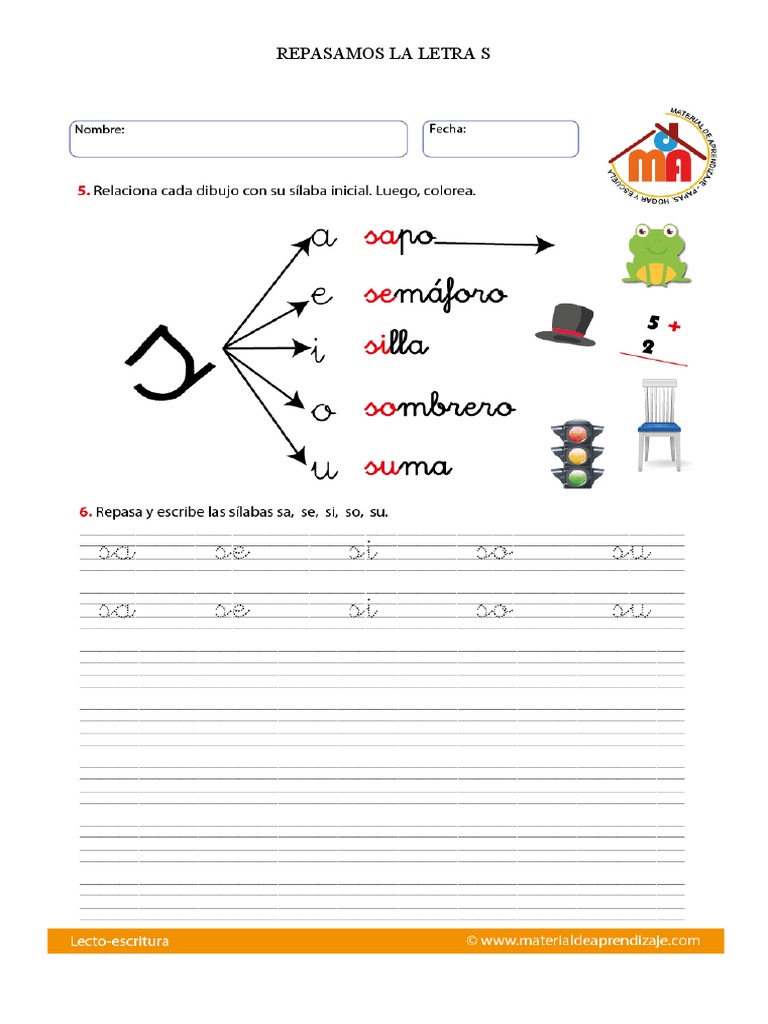 Repasamos La Letra S | PDF | Artes del Lenguaje y Comunicación | Poesía