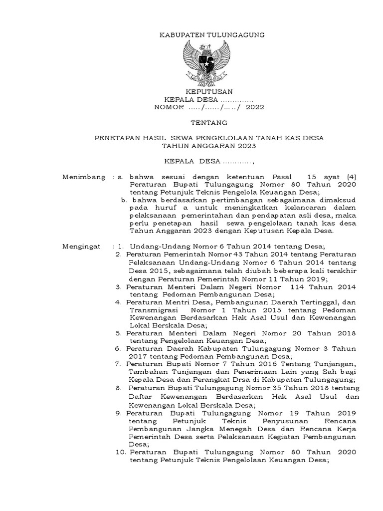 SK Lelang Tanah Kas Desa | PDF