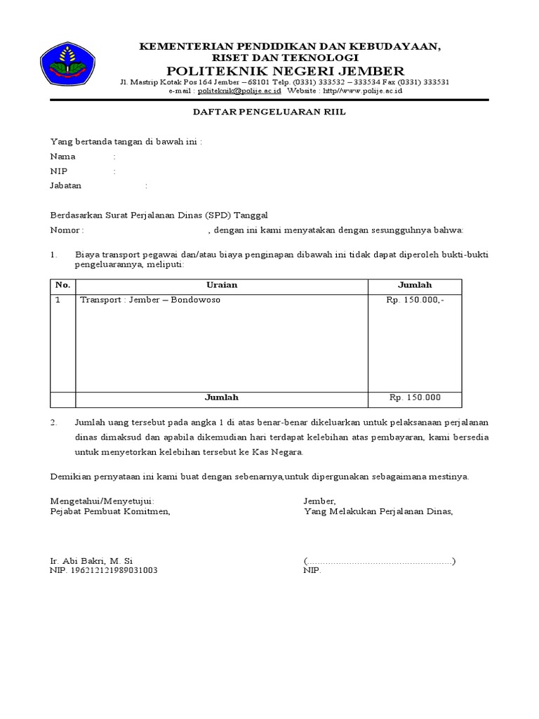 Daftar Pengeluaran Riil (DPR) | PDF