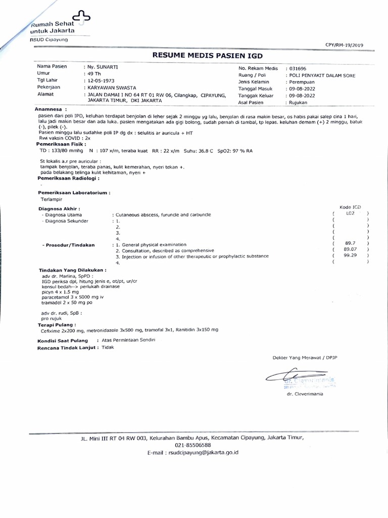 Resume Pasien APS | PDF