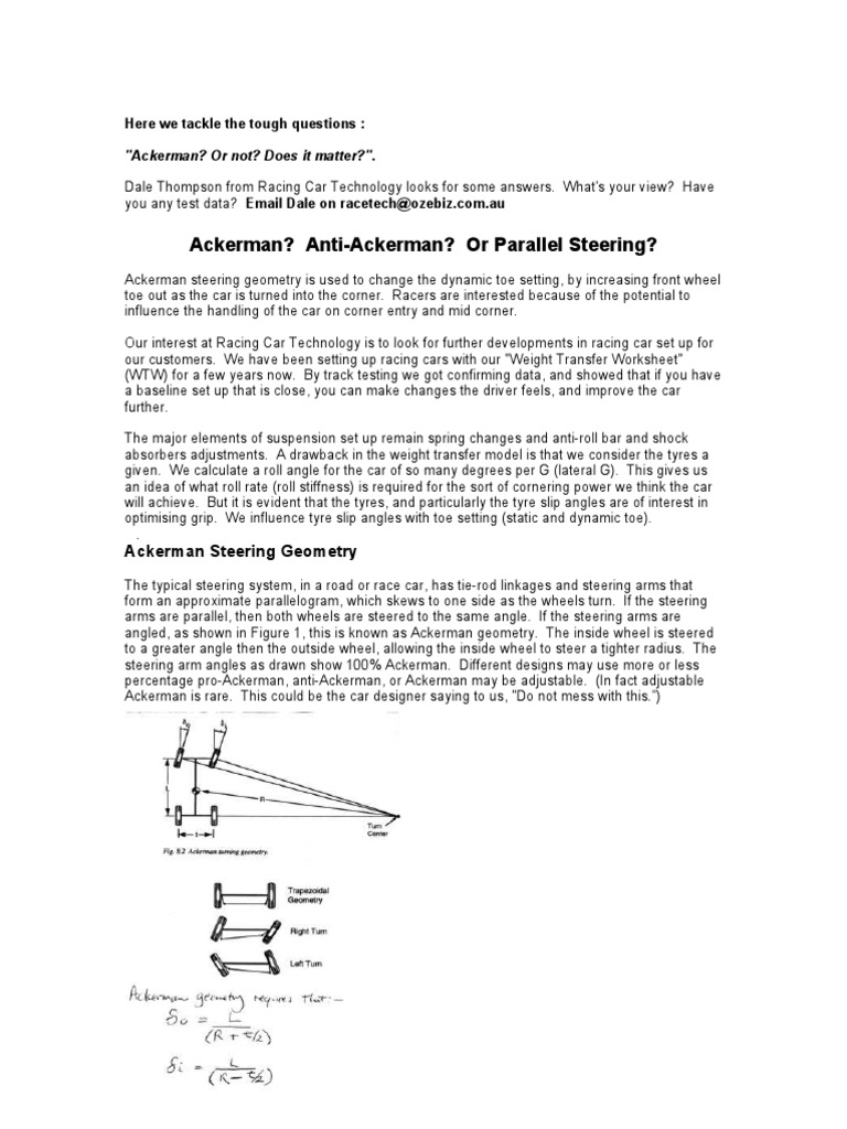 Ackerman? Anti-Ackerman? or Parallel Steering? | PDF | Technology ...