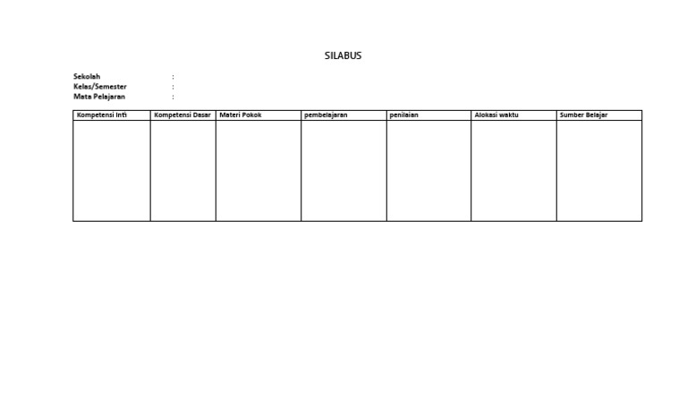 Contoh Format Silabus K13 | PDF