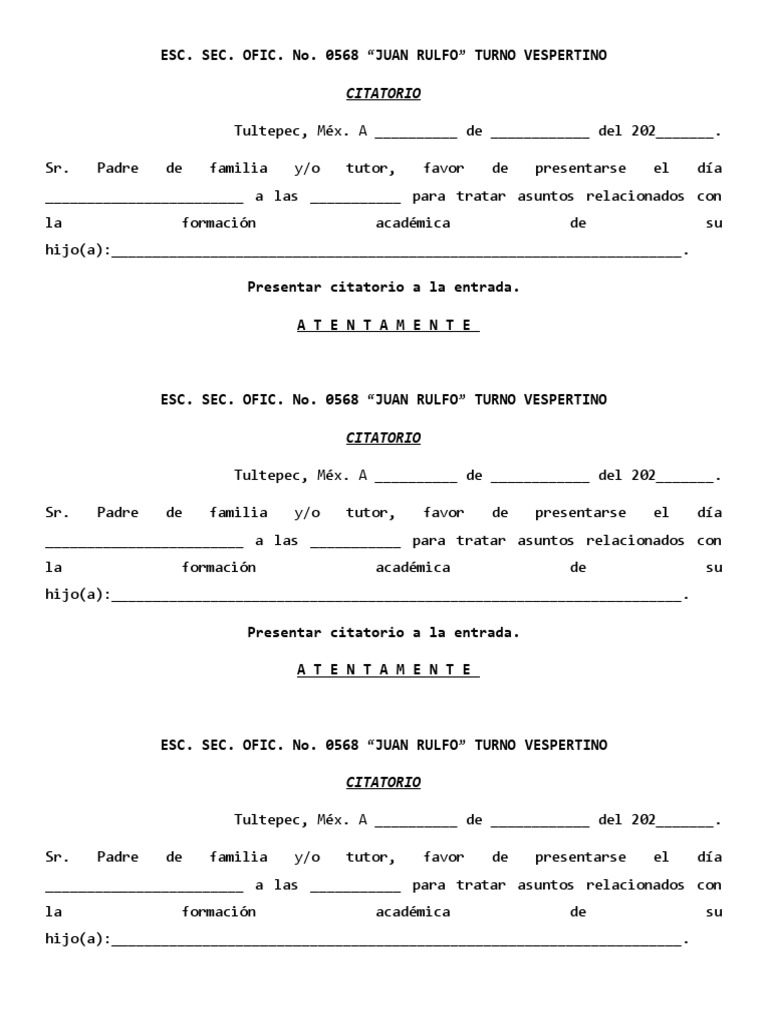 Formato de Citatorio | PDF Formato de Citatorio | PDF