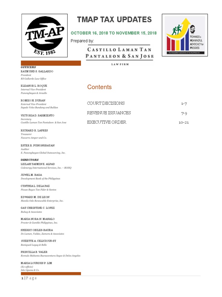 TMAP Tax Update November 2018 | PDF | Securities (Finance) | Value Added Tax