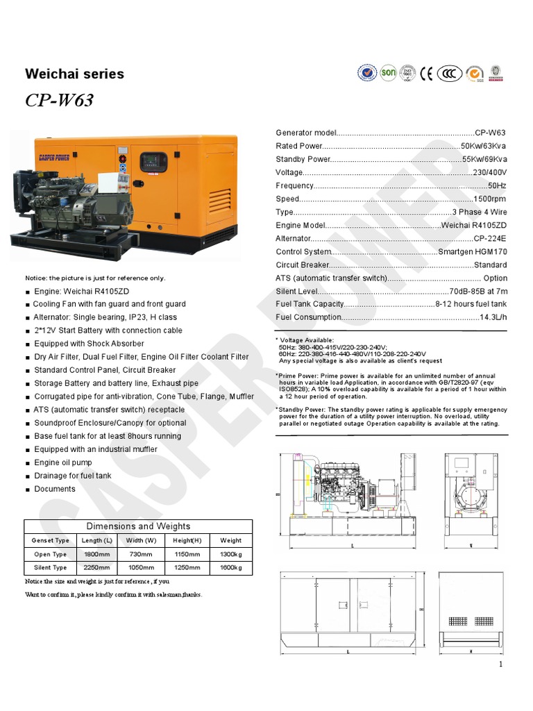 Motor Uploadfile-Casper Power CP-W63 | PDF | Mains Electricity | Diesel Engine