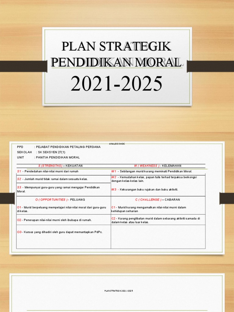 Plan Strategik Pendidikan Moral 2021-2025.. | PDF