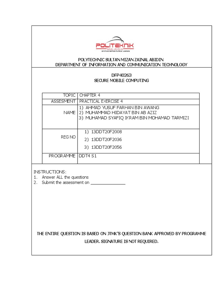 Practical Exercise 4 - (Ahmad f2008, Hidayat f2036, Syafiq f2056) | PDF | Wi Fi | Computer Network