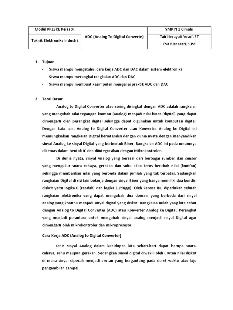 Modul ADC Kelas XI SMK N 1 Cimahi | PDF | Komputer