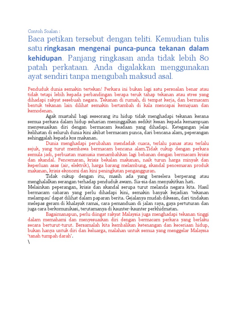 Contoh Soalan Ringkasan pt3 | PDF
