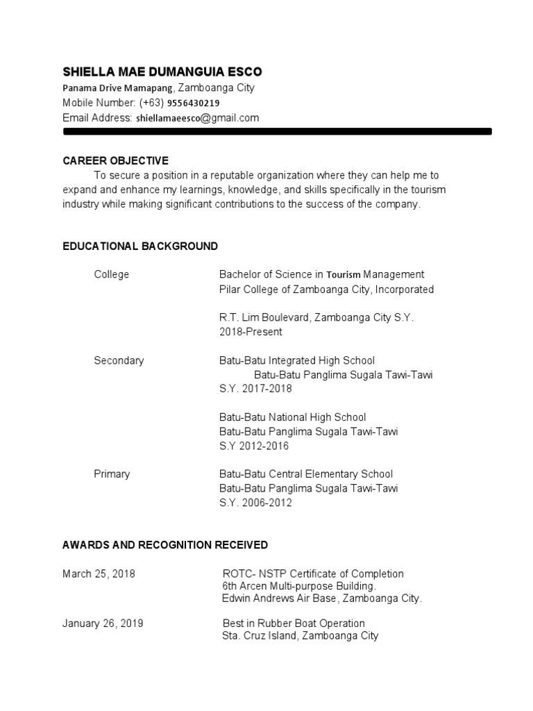 Esco, Shiella Mae - RESUME | PDF