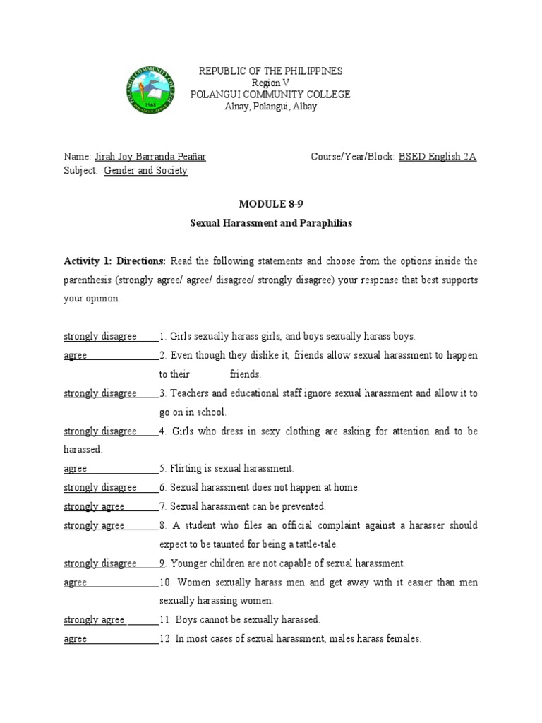 Module 8-9 (Gender and Society) | Download Free PDF | Sexual Harassment | Harassment