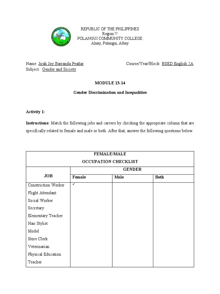 Module 13-14 (Gender and Society) | PDF | Gender | Gender Studies