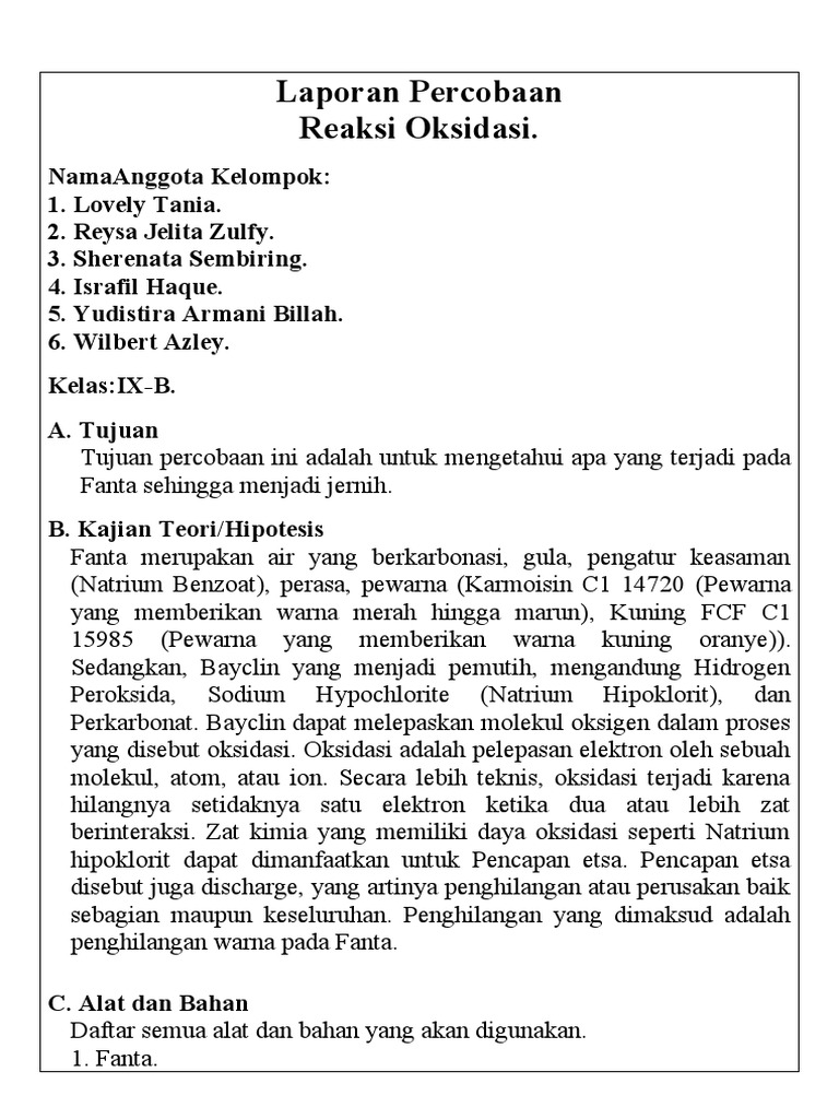 Projek Laporan Percobaan Kelompok 7 BINDO | PDF