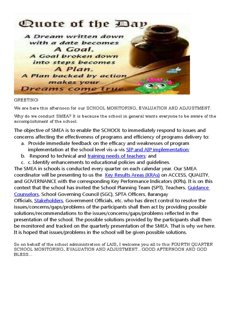 SMEA Welcome MSG | PDF