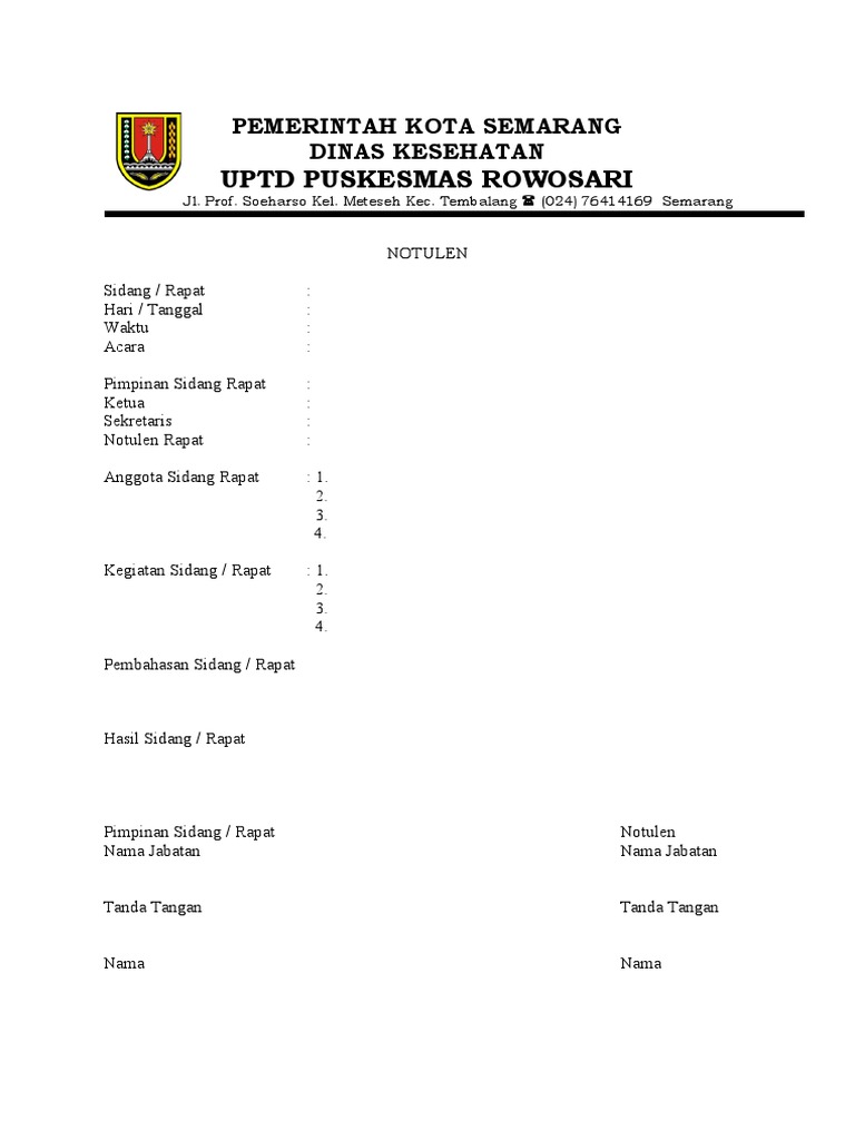Format Notulen Rapat | PDF