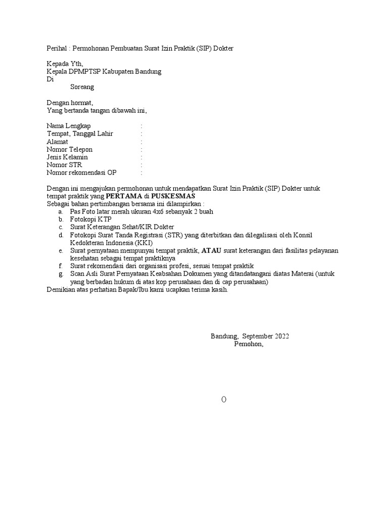 Surat Permohonan Sip | PDF