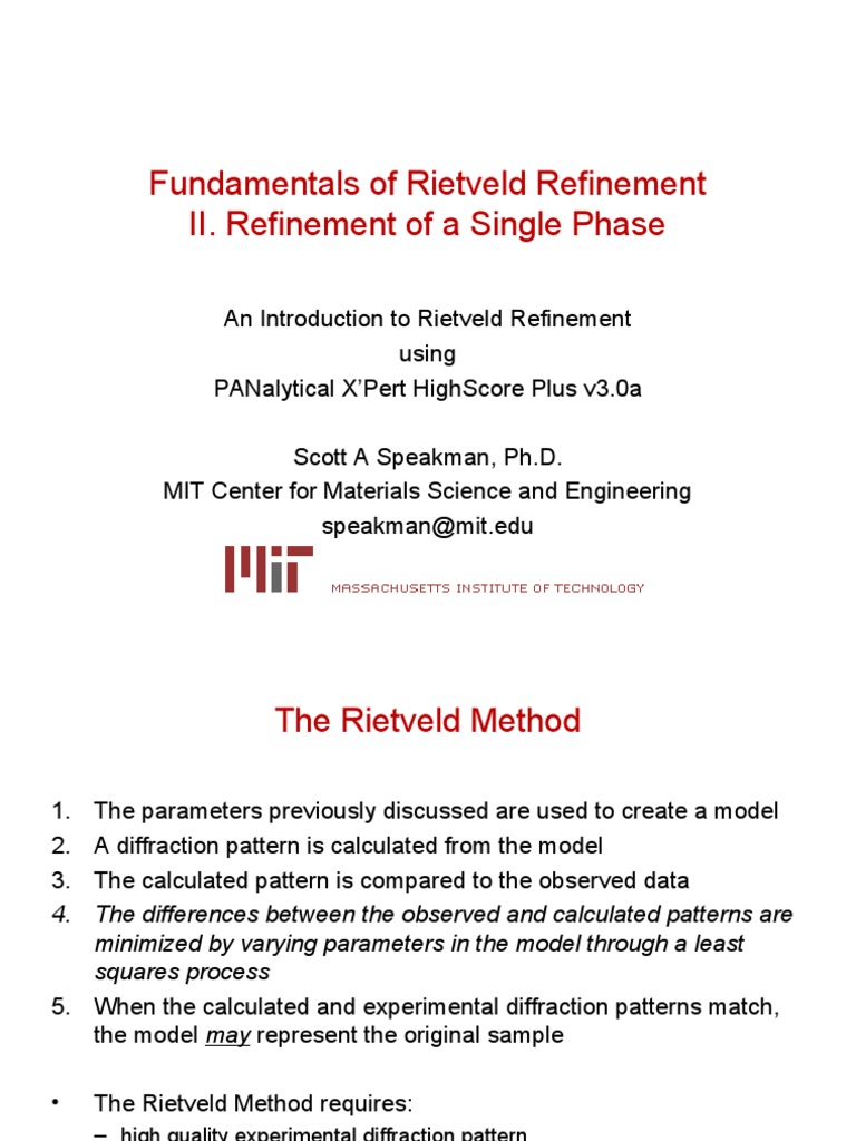 Fundamentals of Rietveld Refinement II. Refinement of A Single Phase | PDF