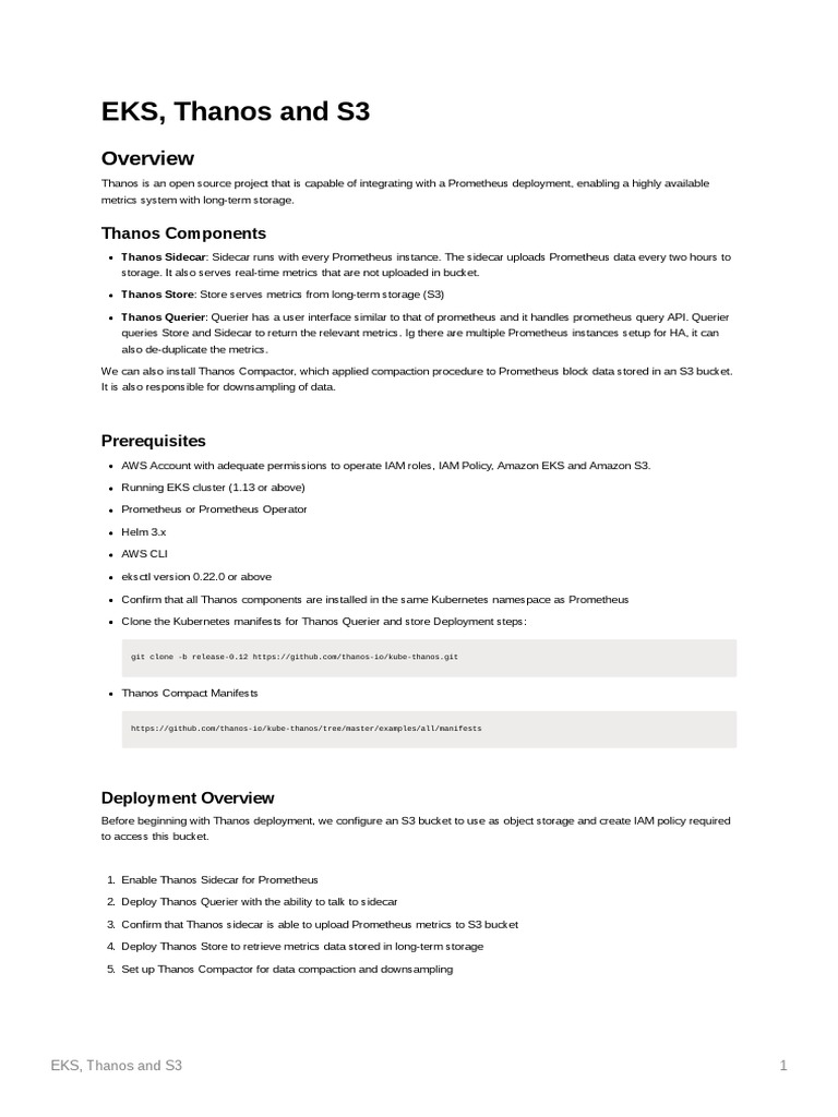 EKS Thanos and S3 | PDF | Computing | Information Technology Management