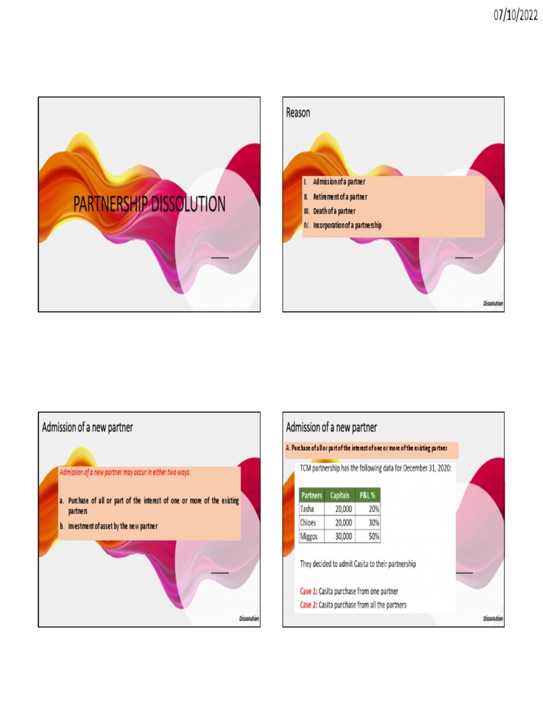 Partnership Dissolution And Liquidation Pdf Liquidation Goodwill