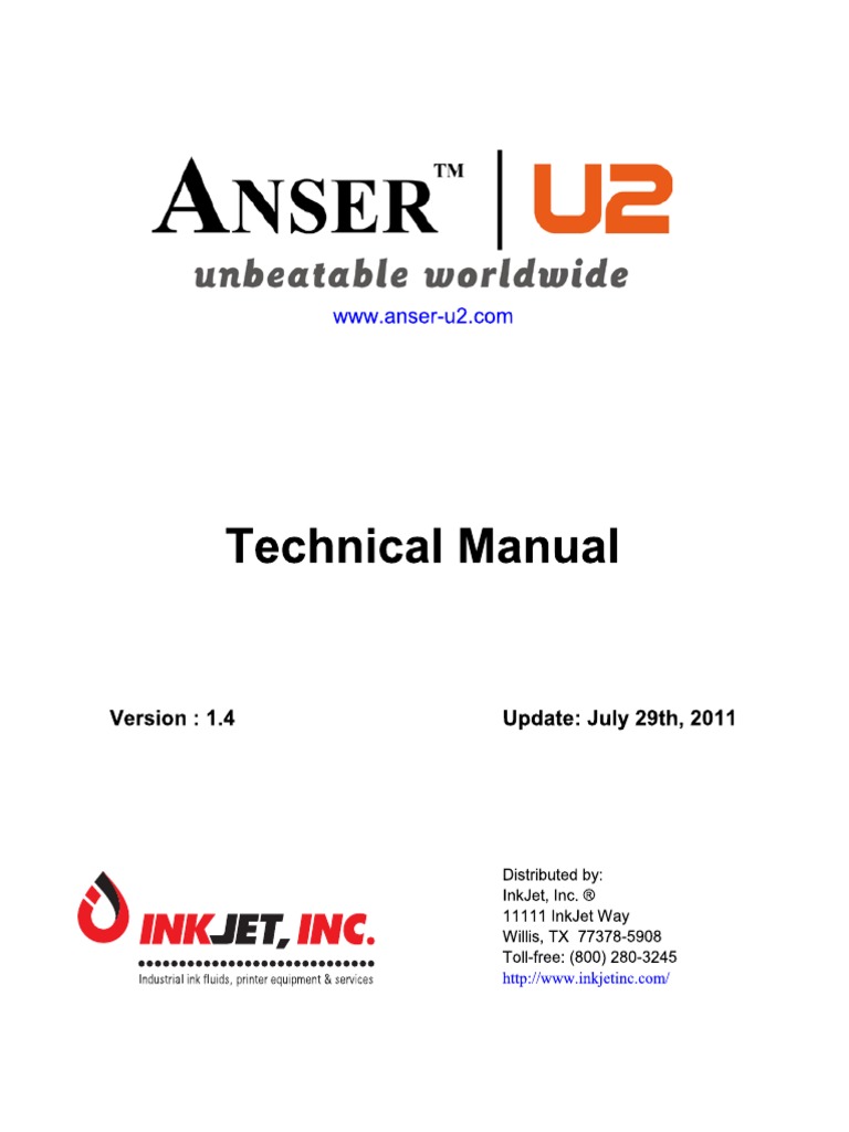 ANSER U2 Technical Manualv1.4 | PDF | Printer (Computing) | Belt (Mechanical)