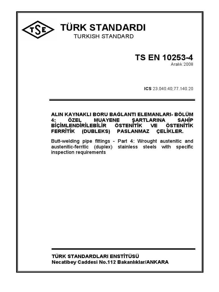 En 10253 4 2008 | PDF | Pipe (Fluid Conveyance) | Stainless Steel