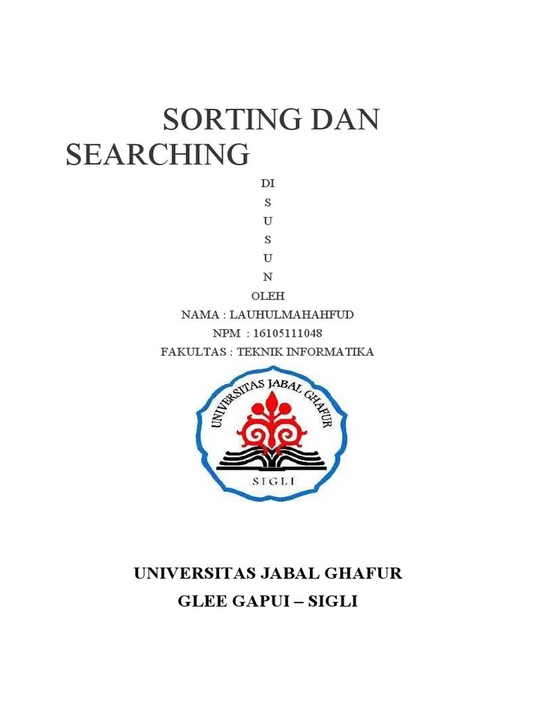 Makalah Sorting And Searching Lauhul Mahfud Pdf