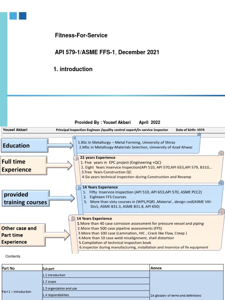 Fitness-For-Service: Provided By: Yousef Akbari April 2022 | PDF ...